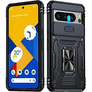 ANTSHARE for Google Pixel 8 Pro Case, [16 FT Military Grade Drop Protection], Slide Cover [Camera Protection] Heavy Duty Shockproof Phone Case for Pixel 8 Pro,Black