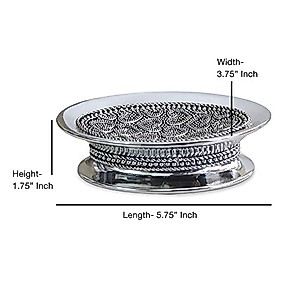 nu steel Beaded Heart Resin Decorative Dish Tray for Bathroom Vanities, Countertops, Pedestals, Kitchen Sink-Store Hand Soap, Pumice Bars, Sponges, Scrubbers-Chrome, Small, Silver