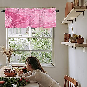 Valances for Windows, Marble Texture Abstract Black and White Gold Glitter Splatter Kitchen Curtains, Bathroom Curtains Window 54"x18" Rods Pocket Short Curtains, Kitchen Small Window Curtains