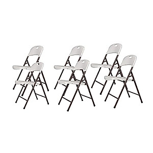 EDEBIBY Folding Plastic Chair with 350-Pound Capacity - 6-Pack, Commercial Grade Folding Chair，White (White, 6-Picks)