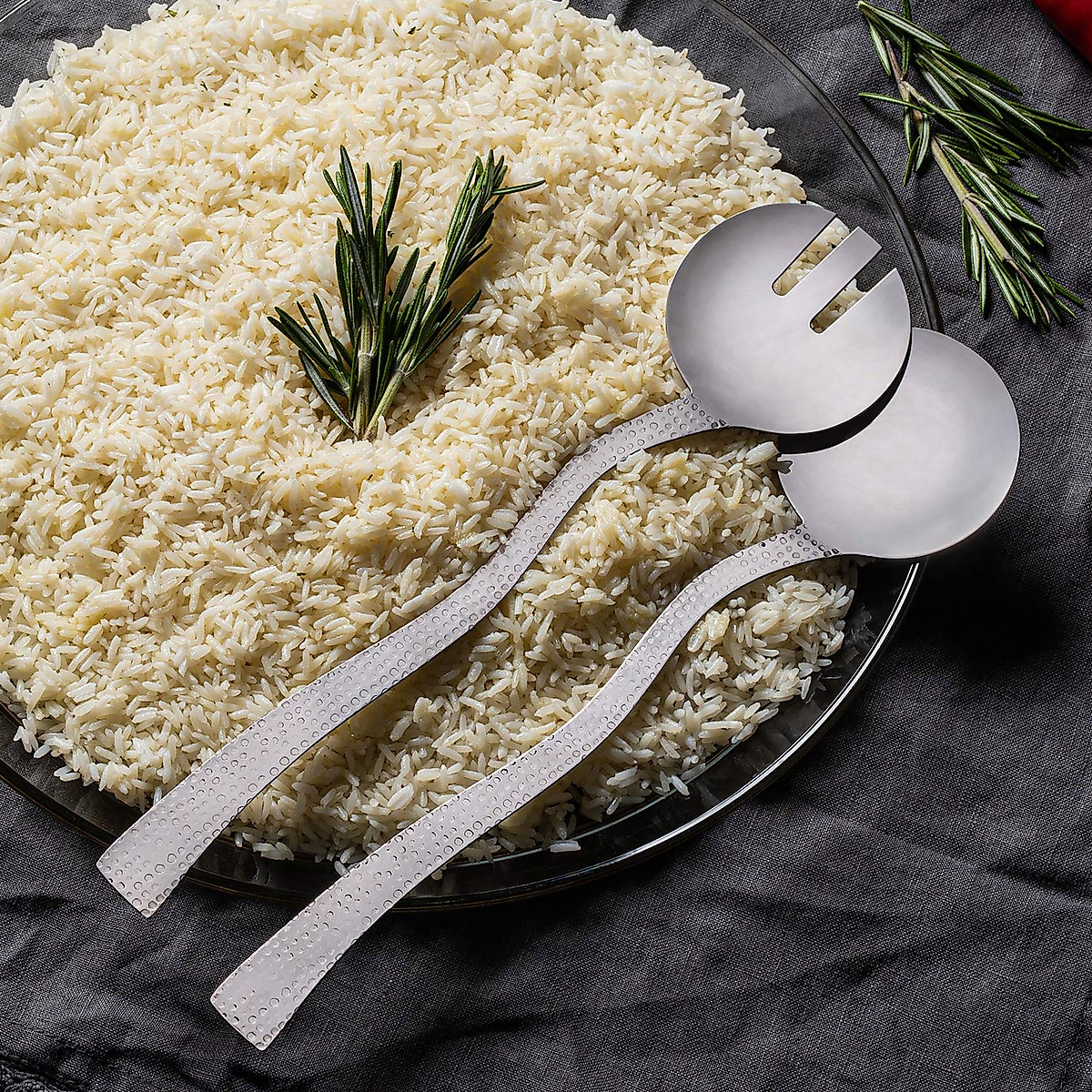 Colleta Home Hammered Stainless Steel Serving Utensils - Salad Spoons - Salad Servers