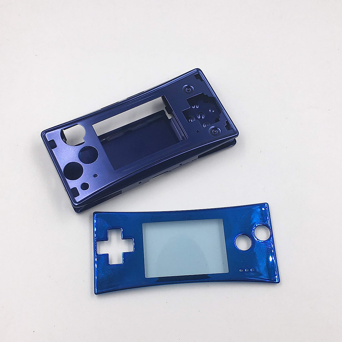 Replacement 4 in 1 Metal Front Cover Faceplate Bottom Housing Shell Pack with Full Screws Set for Gameboy Micro GBM Case Cover Blue