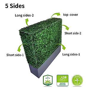 AGPL Upgraded Artificial Boxwood Hedge Wall with Dark Gray Stainless Steel Planter (96" Height 48" Width 12" Deep) Room Divider and Privacy Wall (96) Backdrops
