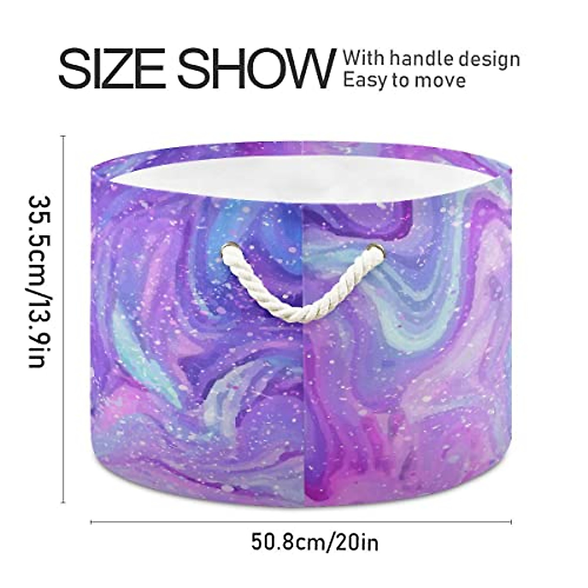 ALAZA Marble Purple Tie Dye Storage Box Toy Basket Laundry Storage Organizer Bins with Handles Large Baskets for Living Room Nursery Decor