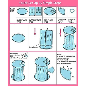 Easyhouse 360° Rotating Makeup Organizer, Adjustable Multi-Function Cosmetic Storage Organizer, Large Capacity Jewelry Perfumes Display Stand Box (Clear)