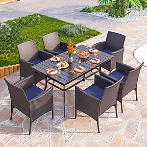 PHI VILLA Patio Wicker Chair Set of 2, Outdoor Modern PE Rattan Armchair with Removable Cushions for Deck, Porch, Balcony