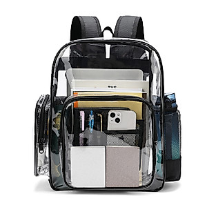 NBUUNBU Clear Backpack Heavy Duty Transparent PVC Bookbags See Through Bags for School Stadium Concert Workplace Travel
