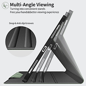 H HOLIMET Case for iPad Pro 12.9 2022 6th/5th/4th/3rd Generation 2021 2020 2018 with Pencil Holder Shockproof Folio Cover for iPad Pro 12.9 inch, Auto Sleep/Wake, Vegan Leather