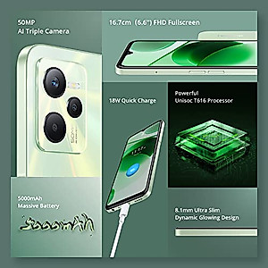 realme C35 Dual-Sim 128GB ROM + 4GB RAM (GSM only | No CDMA) Factory Unlocked 4G/LTE Smartphone (Glowing Green) - International Version
