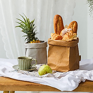 Nachukan Washed Kraft Paper Bags for Food Storage, Waterproof Fruit & Veggie Holding, Reusable Household Produce Bags(S)