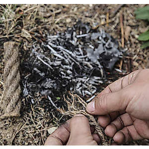 Kasmer Fire Starter Kit Survival Tools Ferro Rod Waterproof Fire Starting Jute Rope Wax Infused Wick Tinder Flint and Steel for Camping Backpacking Hiking Gears black with jute rope One Size