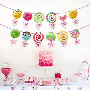 Anor WishLife Candyland Banner,Lollipop Banner,Rainbow Candy Banner,Donut Banner,Candyland Party Supplies,Candyland Baby Shower,Candyland Decoration for Girls,Kids,Home,Classroom,Bedroom