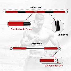 Resistance Band Bar for Fitness – Workout Bar for Exercise, Squat, Biceps, Triceps, Shoulders, Back – Adjustable 3 Parts Bar for Resistance Bands – Durable Portable Steel Pilates Resistance Bar