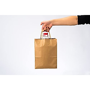 RACETOP Small Brown Kraft Paper Bags with Handles Bulk, 5.9"x3.2"x8.3" 50Pcs Small Gift Bags with Handles Bulk,Premium Brown Paper Gift Bags,small Paper shopping bags