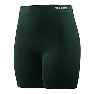 NELEUS Women's 4" Biker Short 3 Pack High Waist Athletic Shorts for Gym Yoga Running,9057,Black/Grey/Dark Green,M