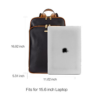 BOSTANTEN Womens Laptop Backpack, 15.6 inch Leather Computer Back Pack Business College Daypack Vintage Large Travel Bag