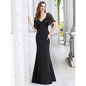 Ever-Pretty Evening Dress for Women Formal Long Bridesmaid Dress for Wedding Guest Black US16