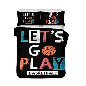 Basketball Bedding Set Twin Size,3D Sports Basketball Duvet Cover Set 2 Piece (1 Duvet Cover 1 Pillowcases) Basketball Bedspread for Kids