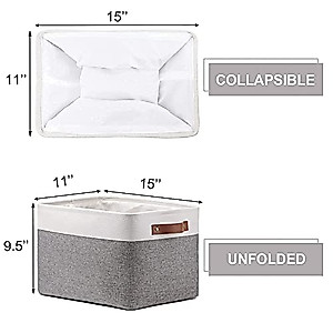 HNZIGE Storage Baskets for Organizing Fabric Baskets for Shelves, Closets, Laundry, Nursery, Decorative Baskets for Gifts Empty (White&Gray)