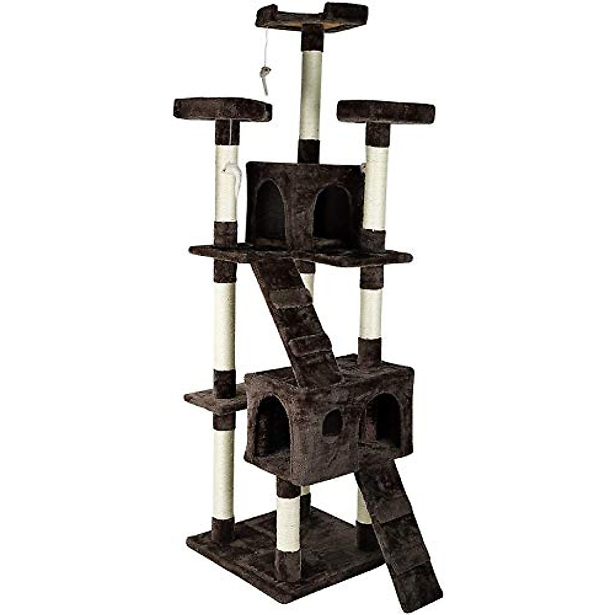 Confote 65” Multi-Level Cat Tree with 2 Condos and 3 Perches, Climber Tower Furniture for Large Cats Kitten