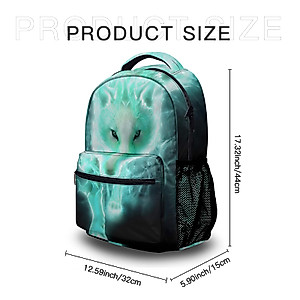 Lightweight Cool Cyan Wolf Backpacks Girls School Bags Kids Bookbags