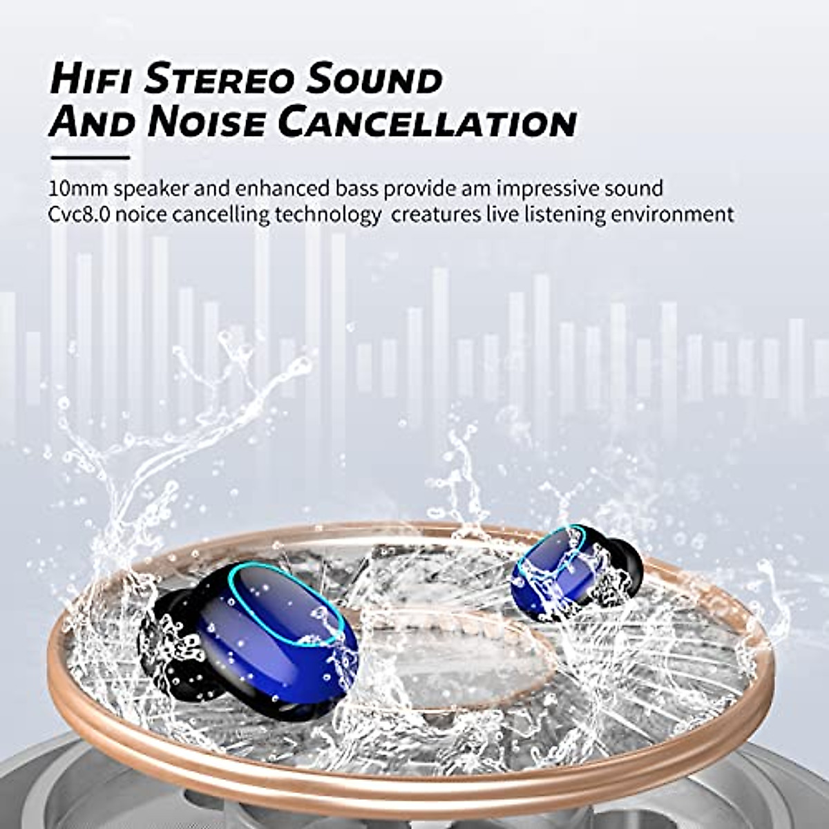 Wireless Earbuds Bluetooth 5.2 in-Ear Headphones Built-in Mic, Noise Cancelling Stereo Bass Ear Buds for iPhone Android, 100H Playtime Earphones auriculares bluetooth inalambricos Blue, Touch Control
