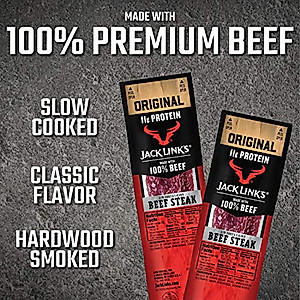 Jack Links Premium Cuts Beef Steak, Original, Strips -Great Protein Snack with 11g of Protein and 1g of Carbs Per Serving, Made with Beef, 1 Ounce (Pack of 12)