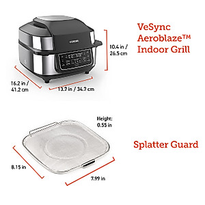 COSORI Indoor Grill & Smart XL Air Fryer Combo Aeroblaze, 8-in-1, 6QT, Grill, Broil, Roast, Bake, Crisp, Dehydrate, Preheat & Shake Remind & Keep Warm, Works with Alexa & Google Assistant, Black