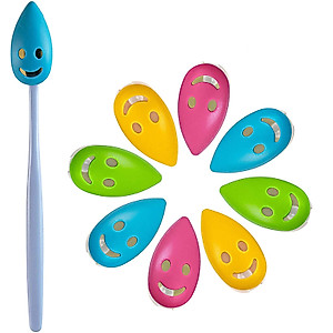 AUEAR, 8 Pack Happy Face Toothbrush Head Cover Cap with Suction Cup Cute Portable Protective Covers Case for Home Travel Outdoor Camping 4 Colors