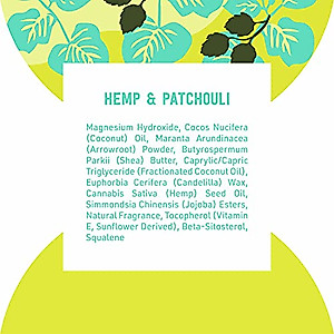 Schmidt's Sensitive Skin Natural Deodorant with Hemp Seed Oil For 24 Hour Odor Protection Patchouli + Hops Aluminum Salt Free, Vegan, Certified Cruelty Free, 3.25 oz