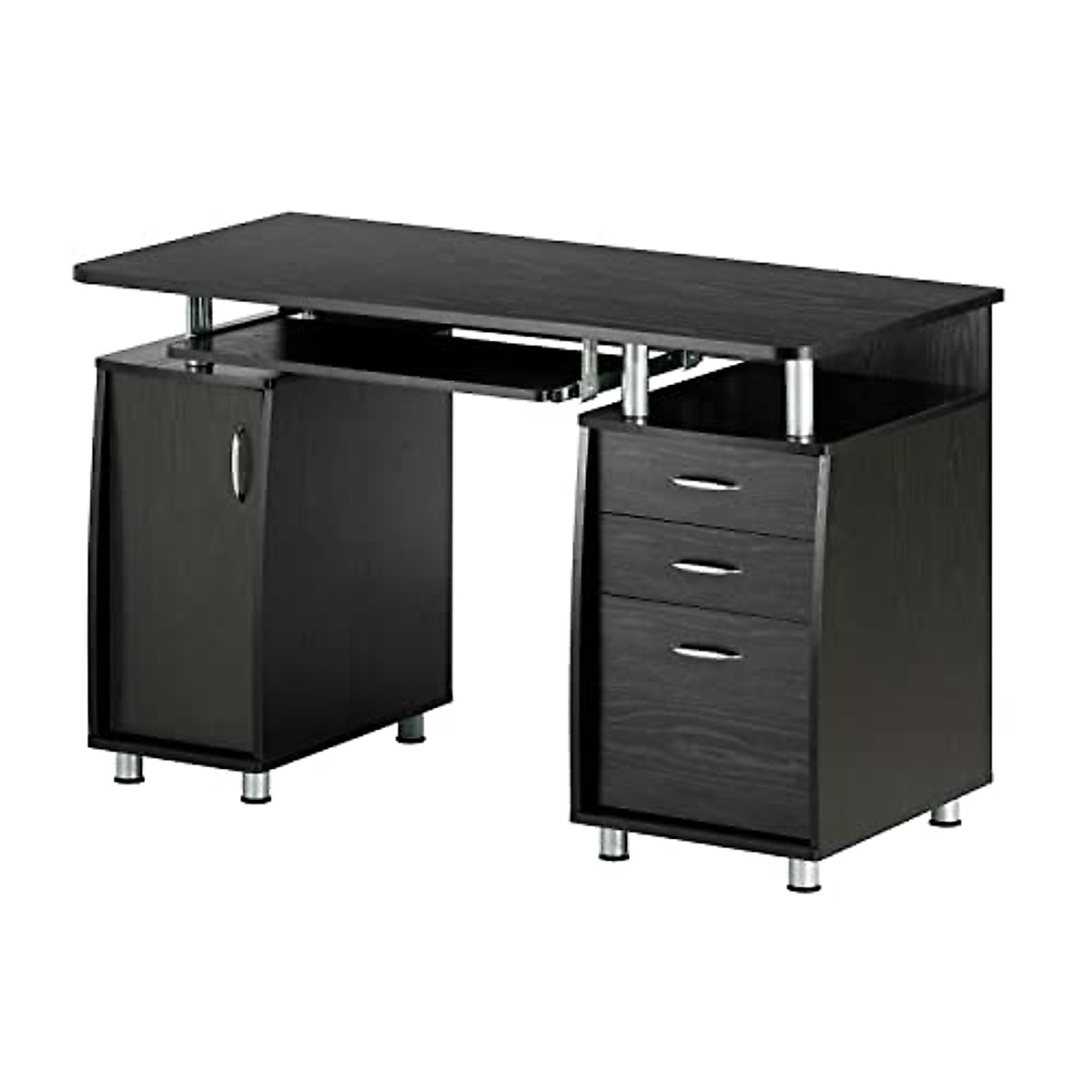 Techni Mobili 47.25" Ergonomic Computer Drawers & File Cabinet for Home Office Storage, Espresso Writing Desk, ONE Size