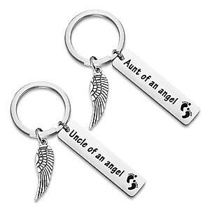WUSUANED Child Memorial Keychain Uncle/Aunt of an Angel Sympathy Gift Loss of Child Gift (Uncle Aunt Set)