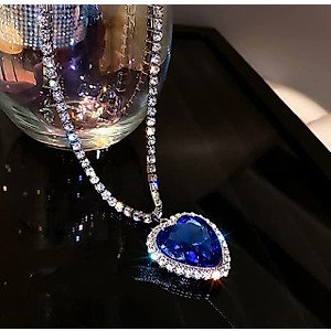 My Titanic Necklace | Stunning Heart of The Ocean Necklace from Titanic Movie | Premium Alloy Silver and 1.3 x 1.38 Inches Swarovski Crystal | Definitely The Best Present for Your Loved One | 338