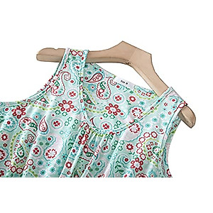 CHUNG Women's Cute Cotton Pajama Set Cartoon Tank Tee Shorts Sleepwear Summer Plus Size, GreenPaisley, Medium