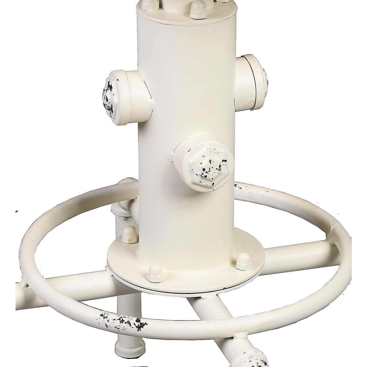 Topower Antique Vintage Industrial Barstool Solid Wood Water Pipe Fire Hydrant Design Cafe Coffee Industrial Bar Stool Set of 2 Antique White