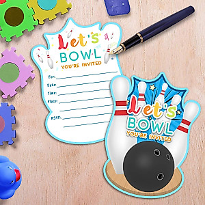 Yangmics Direct 30 Bowling Birthday Party Invitations with Envelopes-Double Sided -Shaped Fill-in Invitations