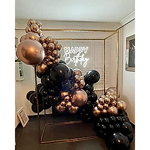 Bezente Rose Gold Black Balloons Garland Kit, 100Pcs Metallic Chrome Rose Gold Black and Rose Gold Confetti Balloons Arch for Wedding, Birthday, Graduation, Baby Shower Party Decoration