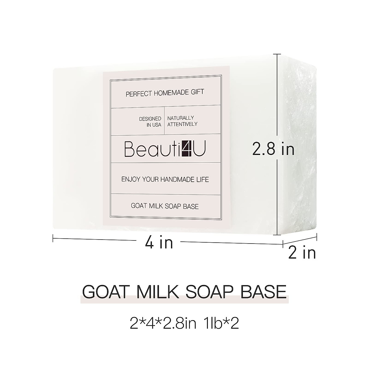 BEAUTI4U 2LB Soap Base - Goat Milk Soap Making Supplies With Soap Making - Melt And Pour Soap Base - Melt And Pour Soap - Soap Making Supplies - Organic Soap Base For Soap Making
