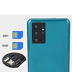 Yunseity Smartphone, 6.1in HD Screen 5G Net S21 Ultra Face Unlock Smartphone, 2GB RAM 16GB ROM Dual Sim Dual Standby Mobile Phone for Android 11(Green+US Plug)