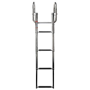 Amarine Made Stainless Steel in-Board 4 Steps Telescoping Ladder Folding Dock Ladder for Marine Boat Yacht Swimming Pool 550lbs Capacity