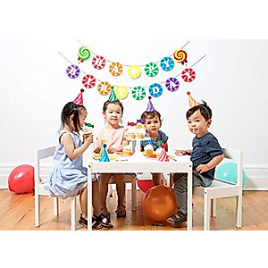 Sweet Rainbow- Candy Garland | Pom Pom | Candy Shop Theme | Birthday Party, Baby Shower | Girls, boys, Room, Nursery, Wall Decor | Candy Bunting | Dessert Party | Pompom Garland | Rainbow Party Supply