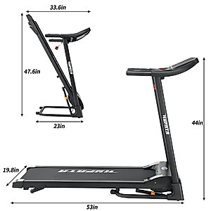 ACCPO Treadmill 300 LBS Capacity with Incline,Folding for Home Max 2.5 HP Electric Running and Walking Jogging Exercise LED Display,12 Preset Programs Machine Black