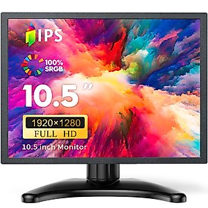 Miktver 10.5 inch Small Monitor, FHD IPS 1920x1280p HDMI Display Screen, Portable IPS Display for Gaming/Computer/CCTV Security Camera