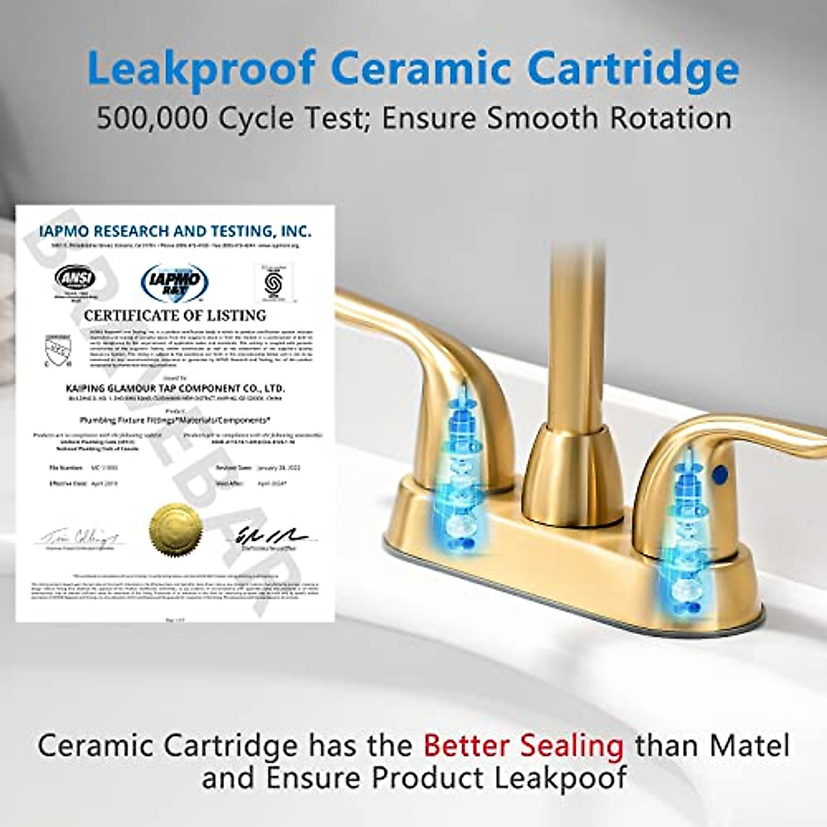 Bathroom Sink Faucet with Pop-up Drain Assembly, Brushed Gold Bathroom Faucet 2-Handle for 4 Inch Sink，Modern Centerset Bathroom Faucet with Supply Hose Lead-Free