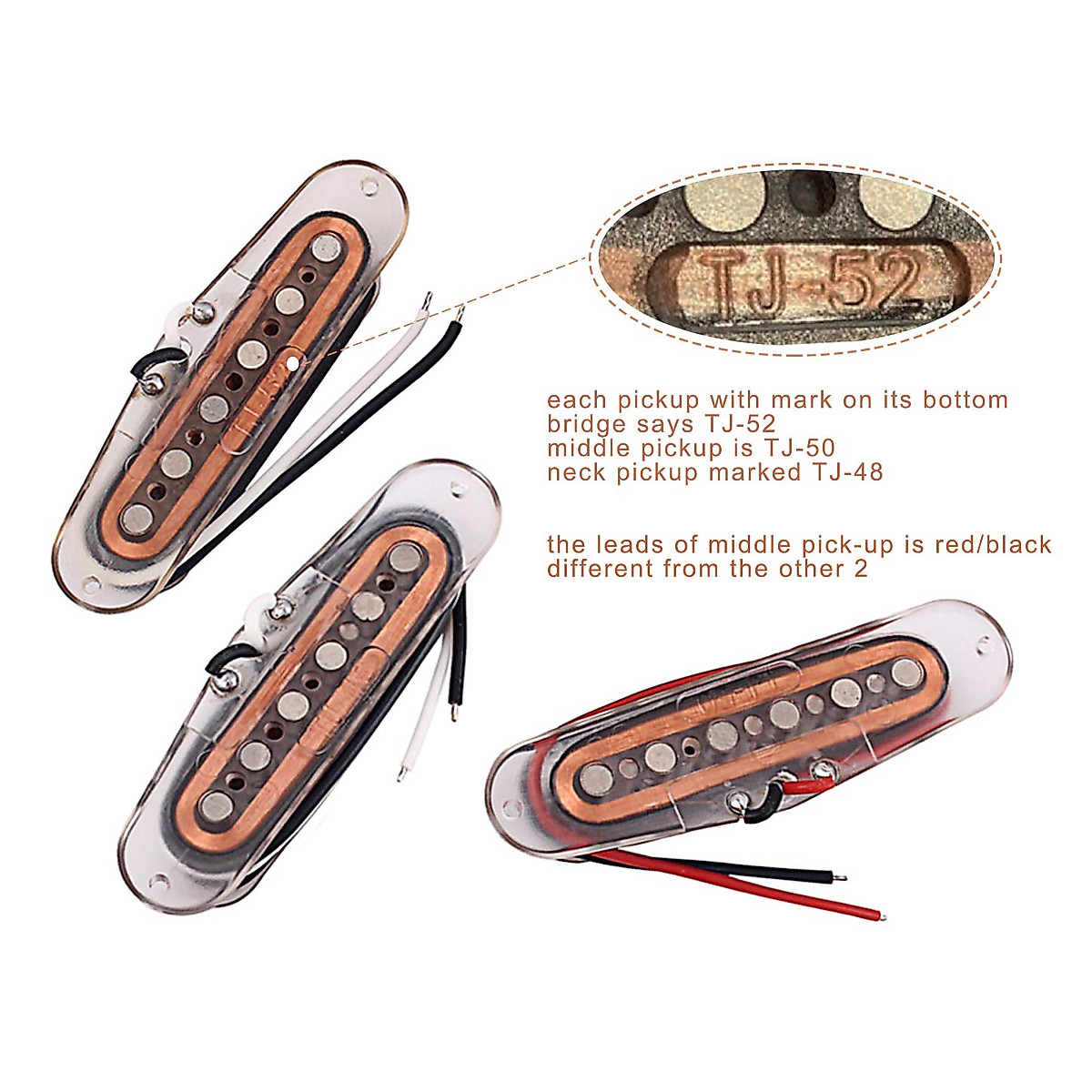 LAMSAM Electric Guitar Pickup Set, Single Coil Pickups Loaded High-output Alnico V Maganet Pole Pieces, Wax Potted Over Wound Pick-up, SSS PUP Replacement Fit 6 String Guitar