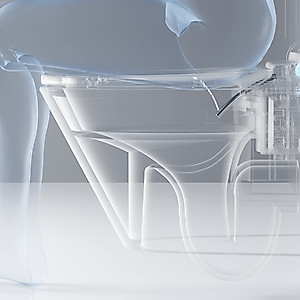 HOROW Luxury Wall Mounted Bidet Toilet with Instant Warm Water, Smart Toilet with Auto Open Lid, Heated Seat, Dryer, Modern Toilet, White Rear Discharge Toilet without Toilet Tank Carrier