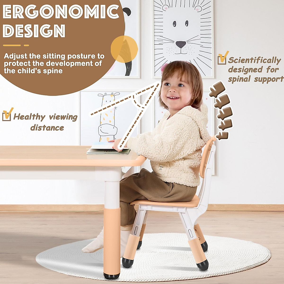 Kids table and chairs, Toddler table and chairs, Kids table (4 chairs), Kids table and chair set, Kids table and chair set 5-8 year old. Toddler table and chair set with 16 leg covers +12 color pens