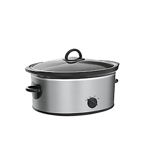 7 Quarts Oval Slow Cooker, 3 Heating Setting, Dishwasher-safe Stoneware Pot and Glass Lid, Sleek Stainless Steel Design