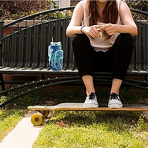 Water Bottle Holder with 2 Straps and 2 Pockets for Stanley Tumbler 40oz, Water Bottle Carrier Bag Sling with Adjustable Shoulder and Hand Strap for Hiking, Walking Camping Travelling