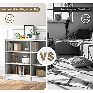 LOKO 3-Tier Open Bookcase, Modern 3-Cube Bookshelf with 18-Position Adjustable Shelves & Anti-toppling Devices, Multipurpose Cubical Display Storage Organizer for Living Room Study (1, White)